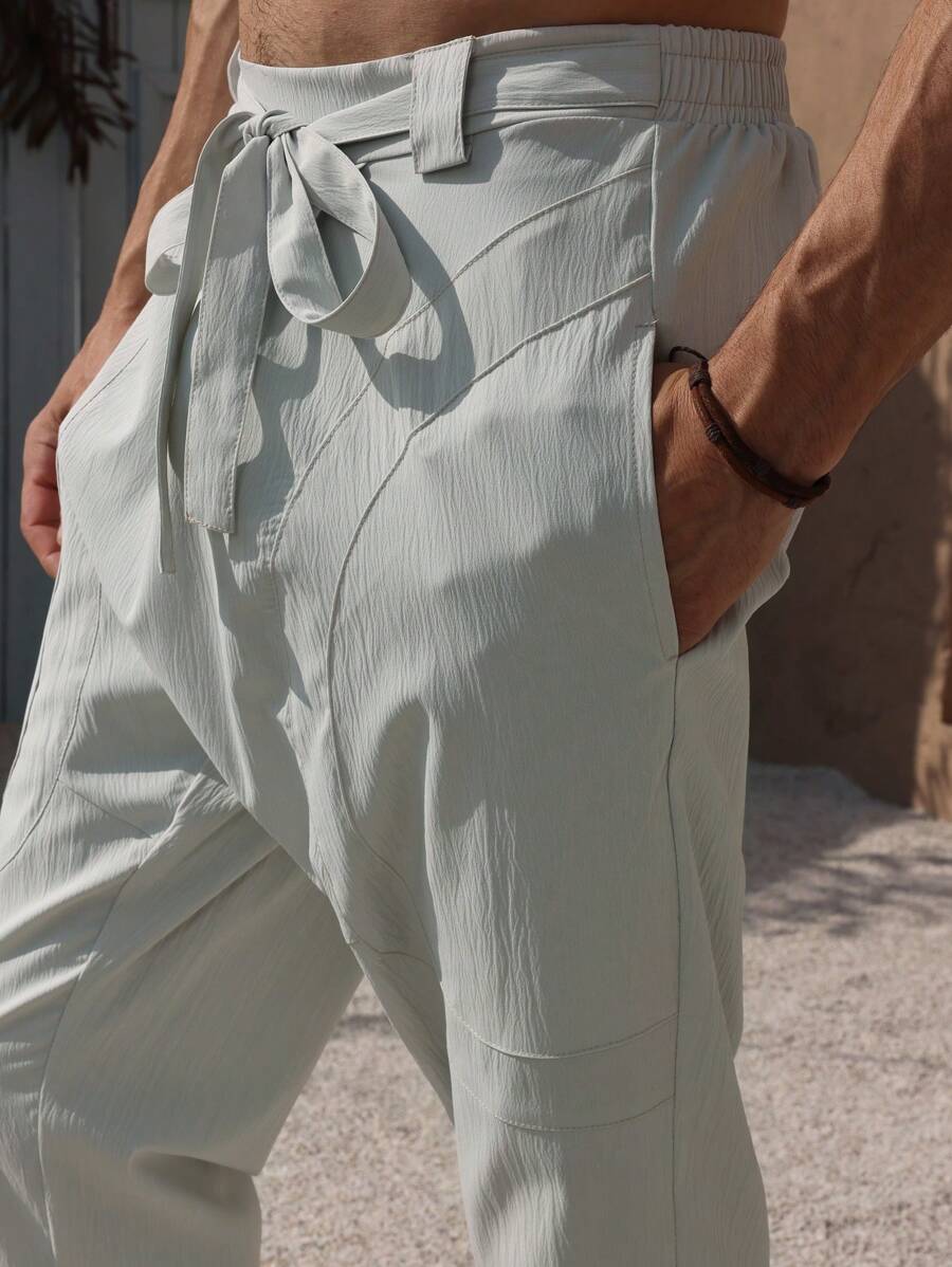 Manfinity Nomadique Men's Casual Solid Color Slanted Pocket Harem Pants ...