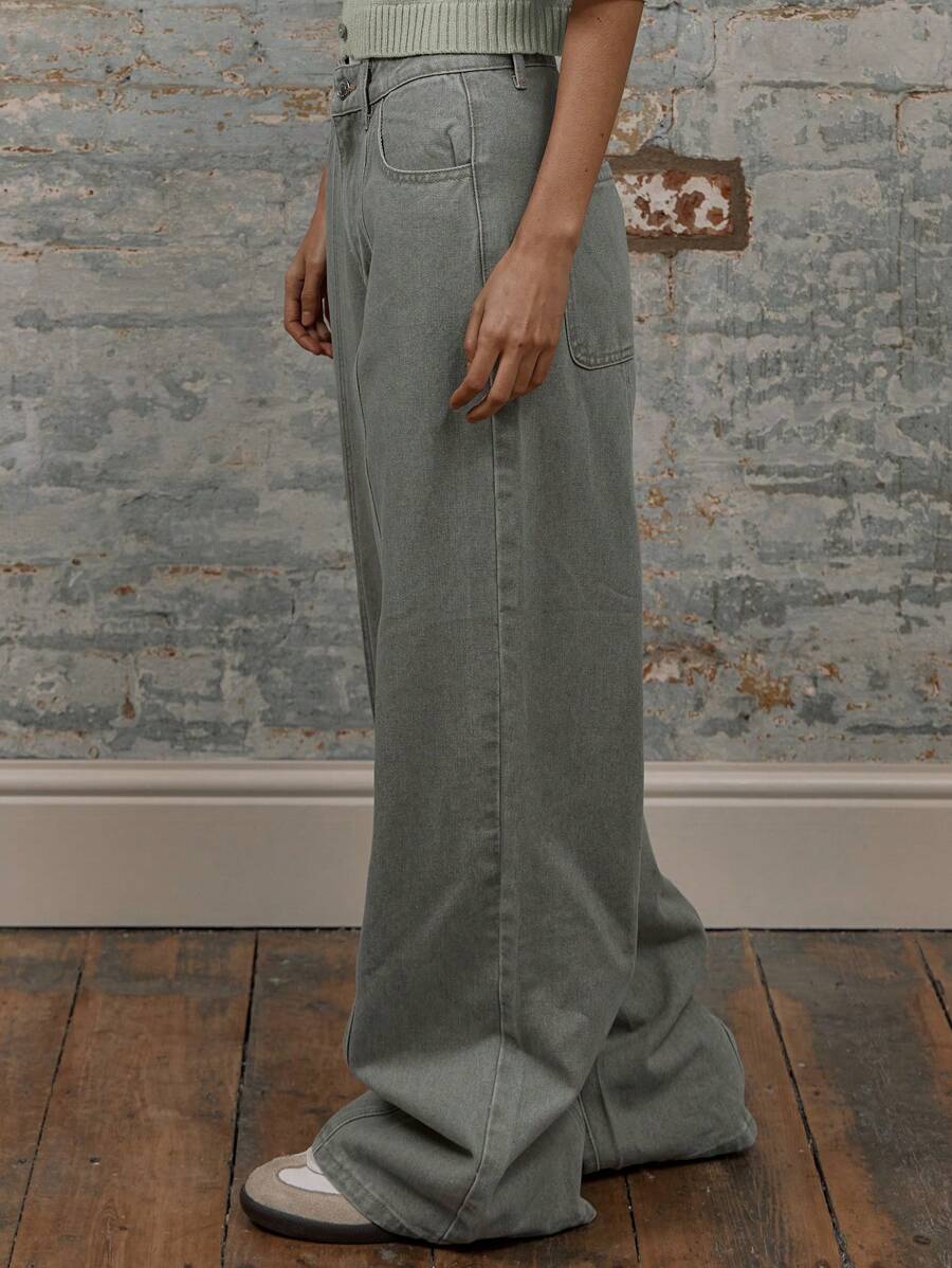 MUSERA Mid Rise Straight Leg Seam Detail Denim Jeans | SHEIN South Africa