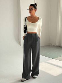 StreetHx Women's High-End Elegant Slim Loose Casual Wide Leg Pants Fall ...