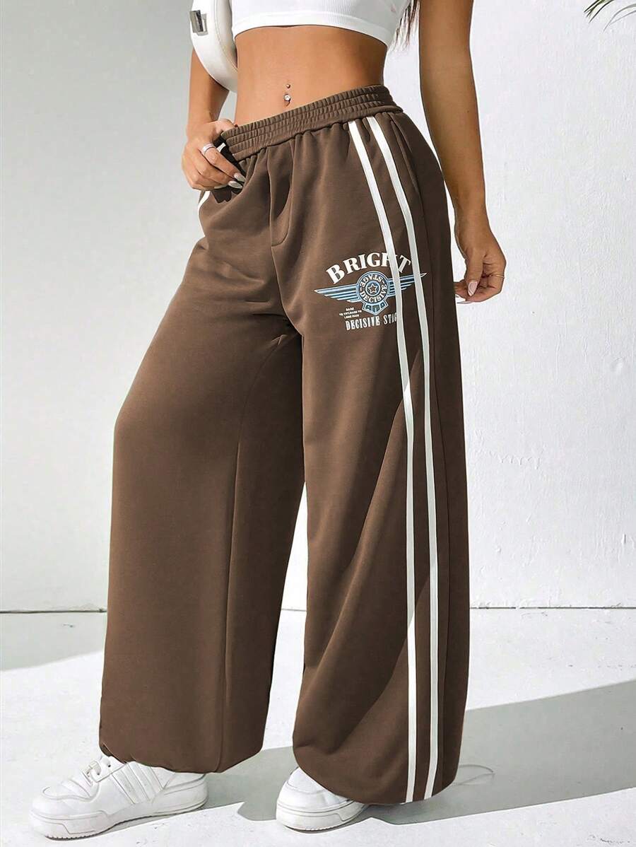SHEIN MOOSTA Calça de Moletom Pantalona Feminina com Listras Laterais e ...