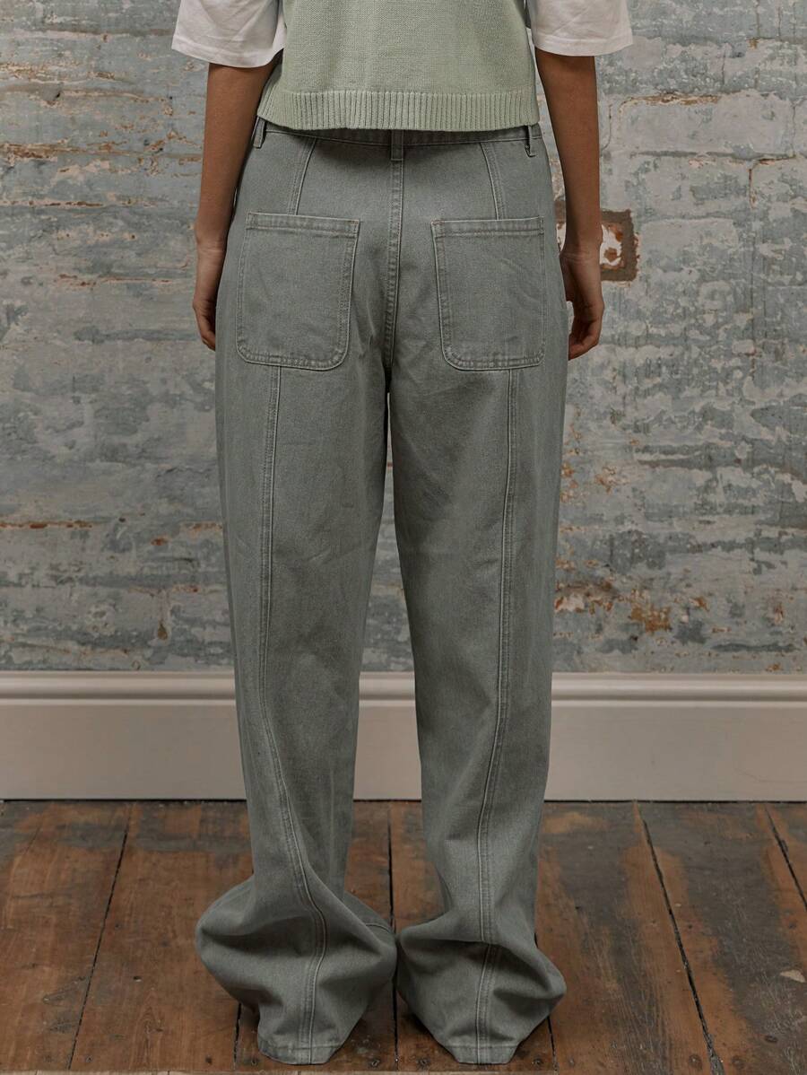 MUSERA Mid Rise Straight Leg Seam Detail Denim Jeans | SHEIN South Africa