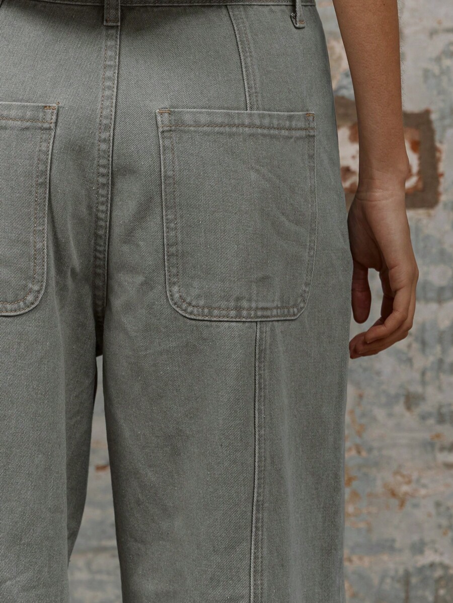 MUSERA Mid Rise Straight Leg Seam Detail Denim Jeans | SHEIN South Africa