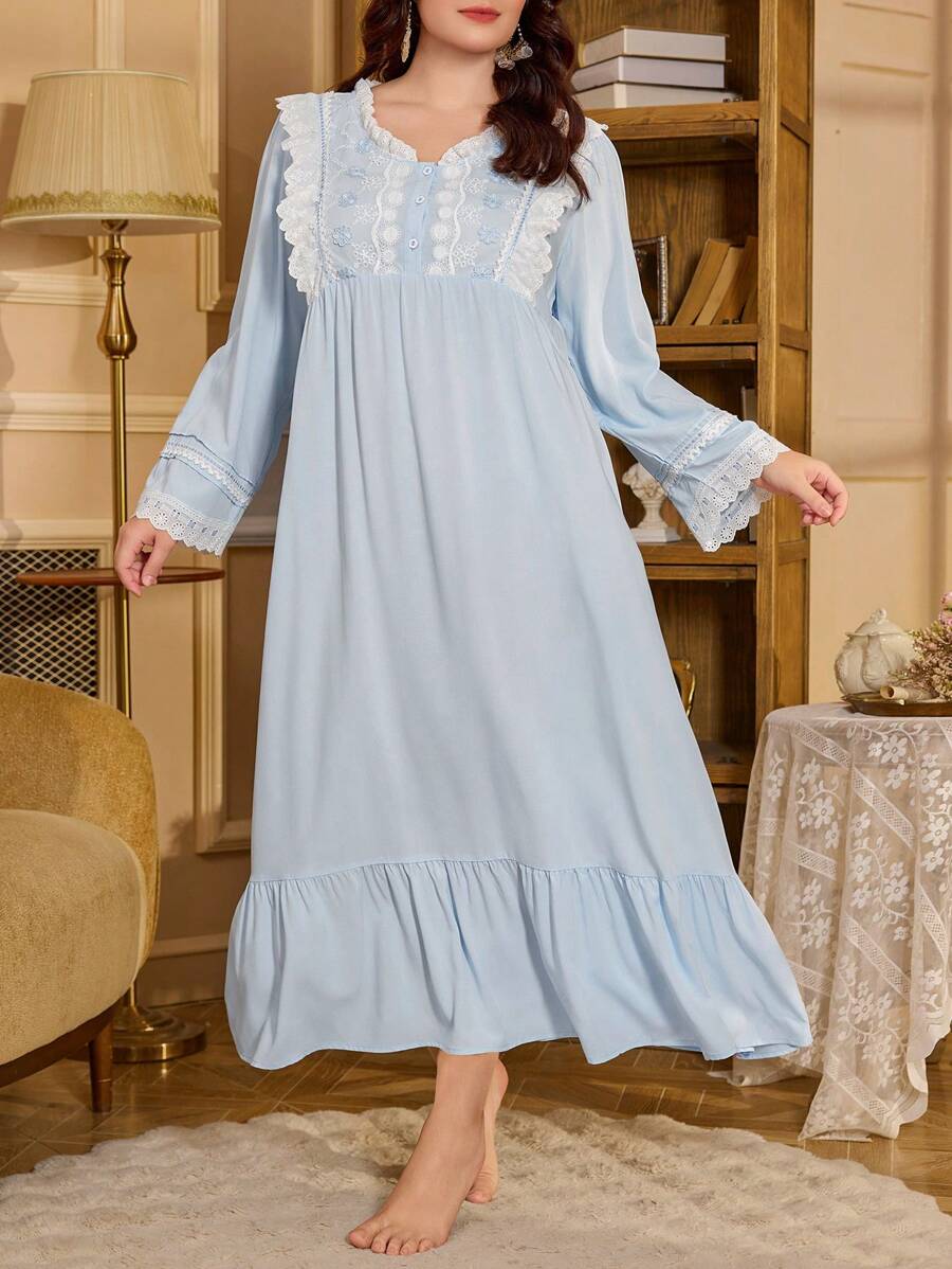 PalaceNights French Palace Style Long Sleeve Long Nightgown For Women ...