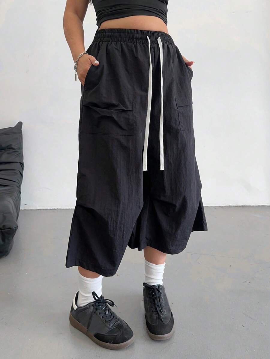 POPSWAY Plus Size Drawstring Cargo 3/4 Length Shorts | SHEIN USA