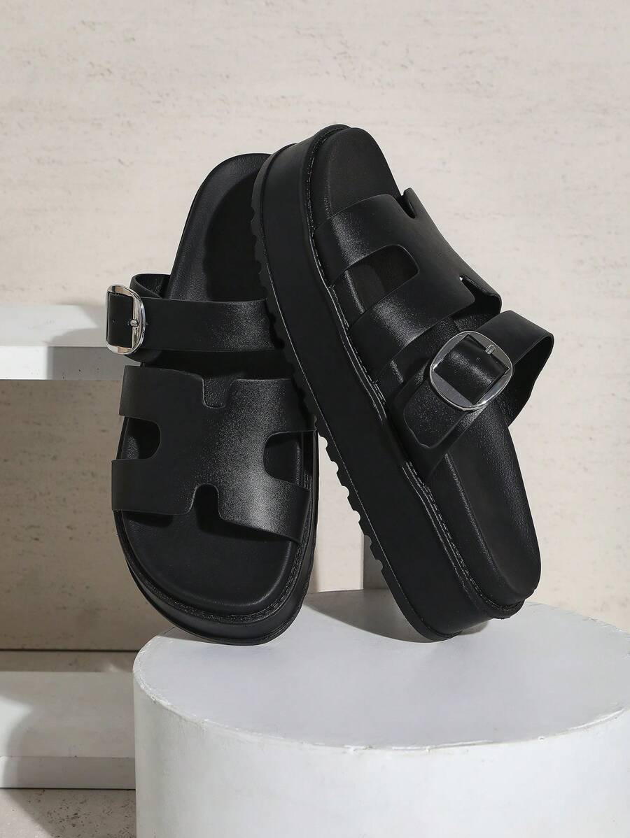 SHEIN SHUZIA Women Platform Slip-On Sandals With Comfortable Molded ...