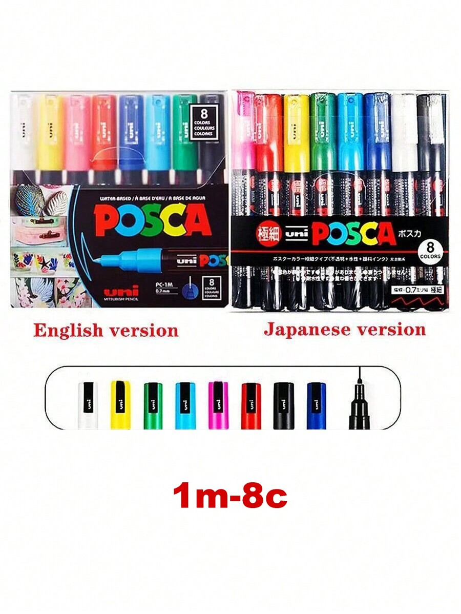 SHEIN UNI POSCA Farbstift Set NEUE VERPACKUNG PC-1M 3M 5M ...