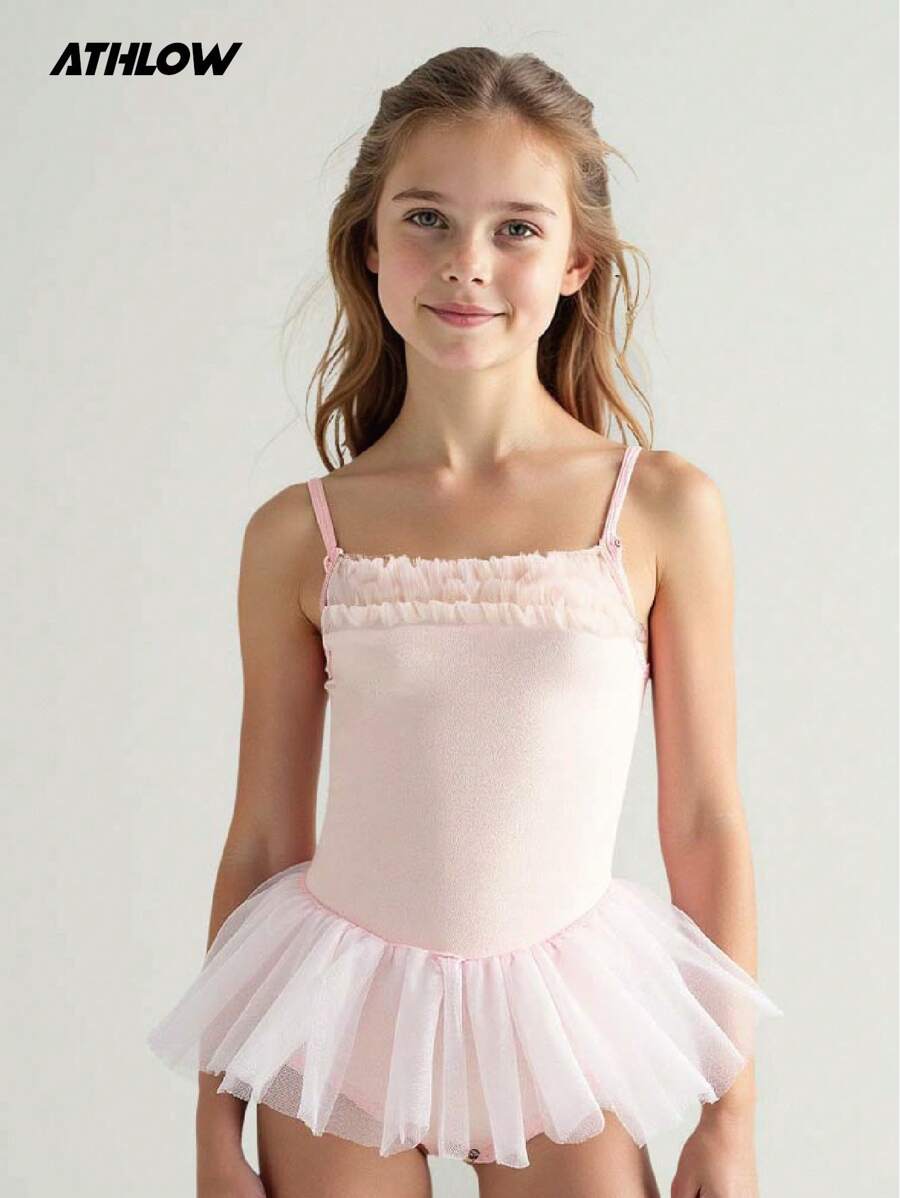 SHEIN Tween Girls Vintage Inspired Pink Pettiskirt Ballet Dance Dress ...