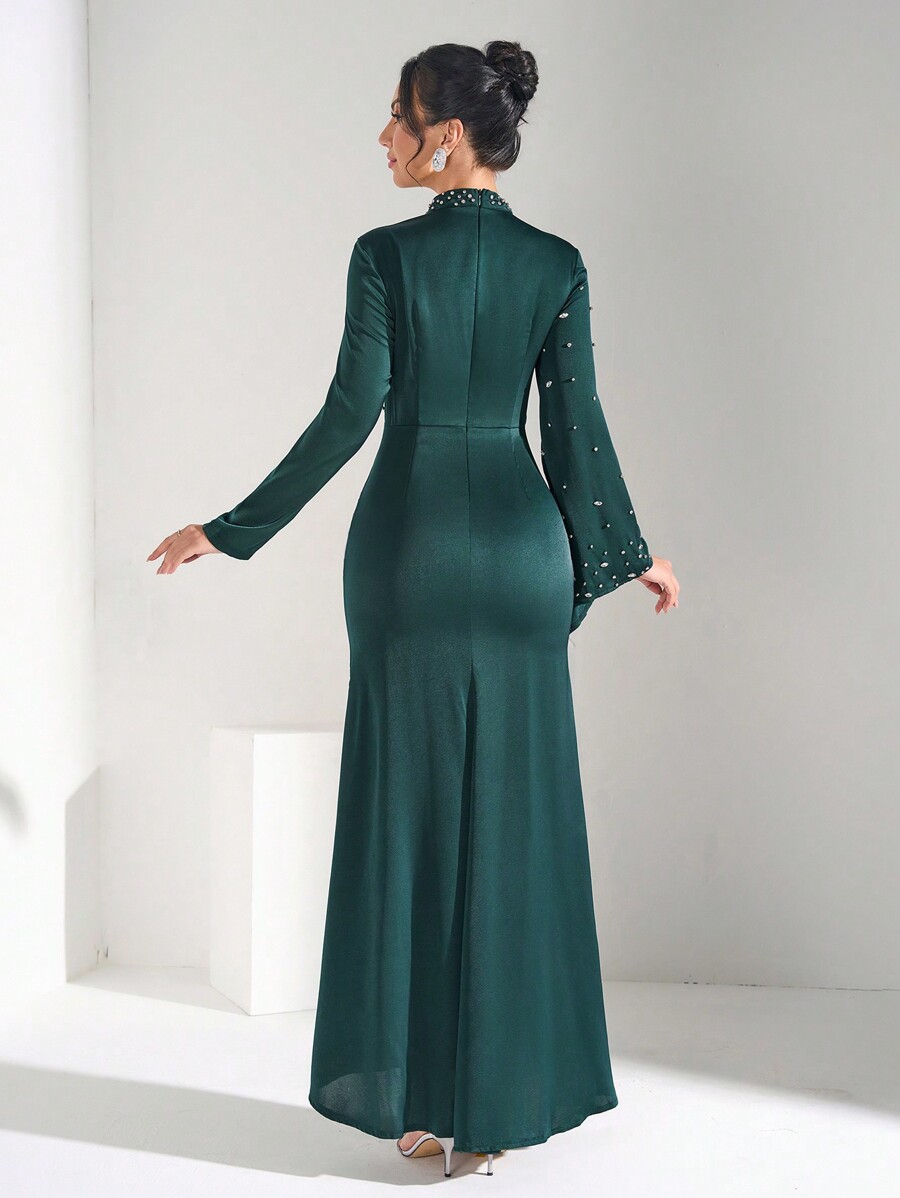 SHEIN Belle High-End Formal Dinner Dress With Diamond Embellished ...