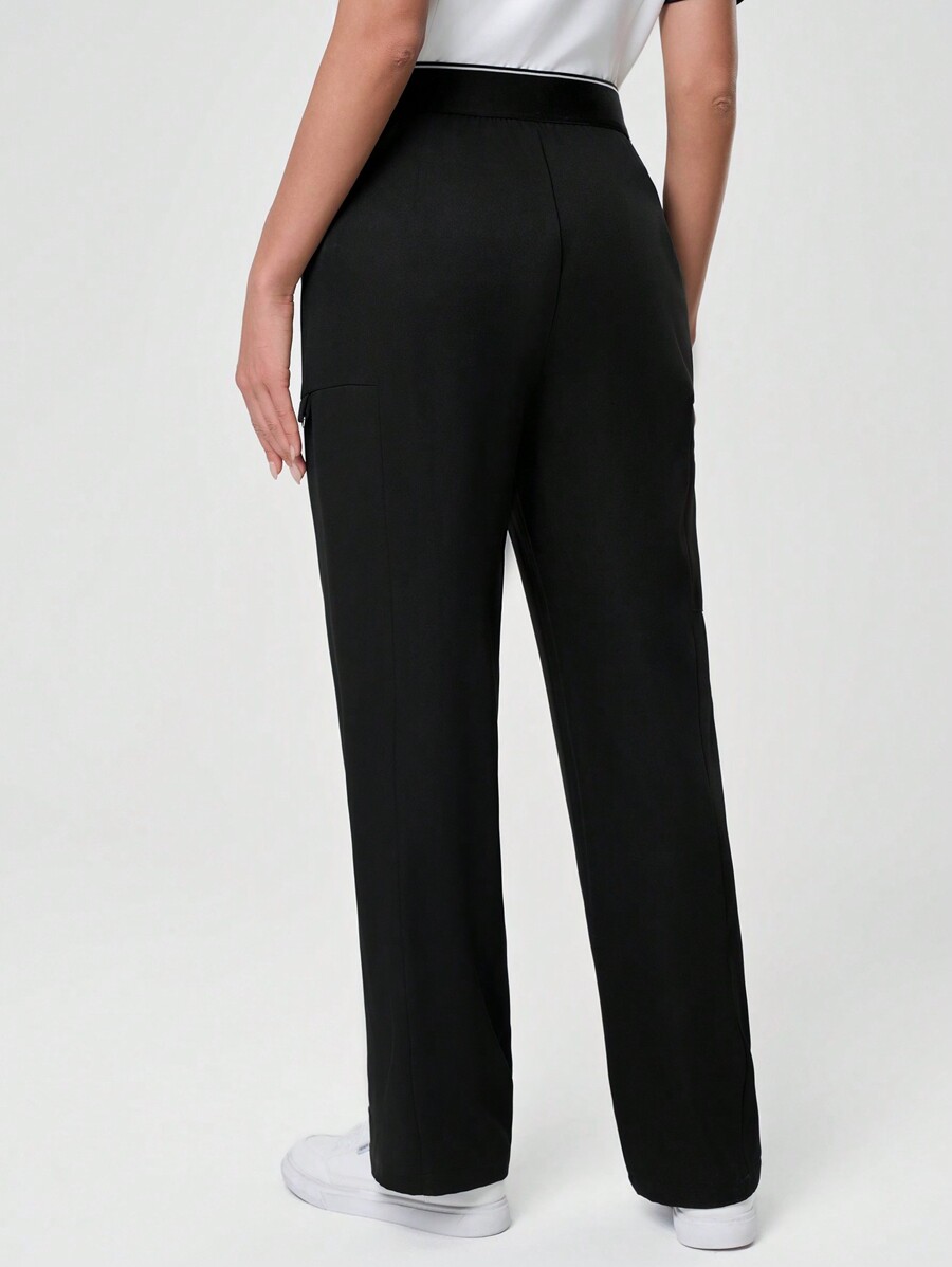 SHEIN TaskFit Anti-Wrinkle Tie Waist Long Pants With Multiple Pockets ...