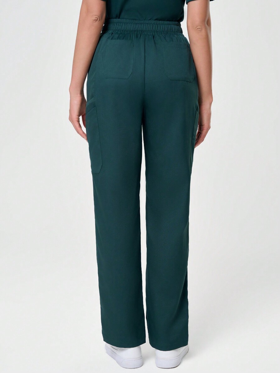 SHEIN TaskFit Anti-Wrinkle Multi Pocket Split Straight Leg Scrub Pants ...