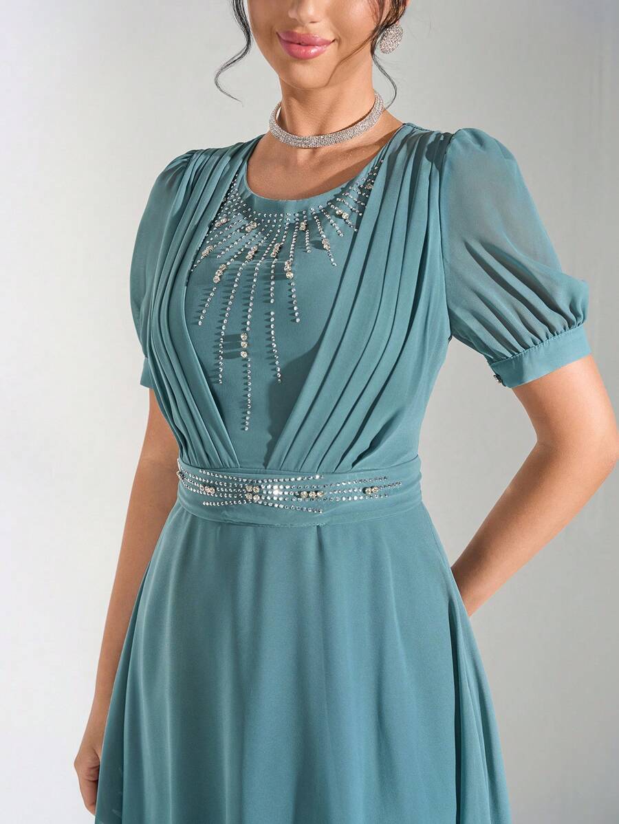 Coutiva Luxury Rhinestone Patchwork Long Dress, Elegant Aristocratic ...