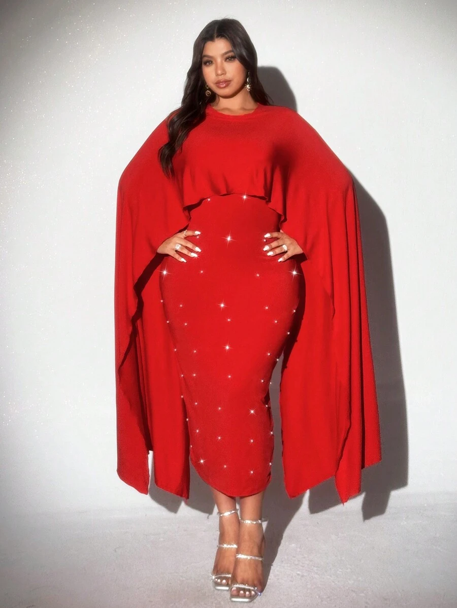 Celure Plus Size Women's Elegant Romantic Luxurious Party Poncho Cape ...