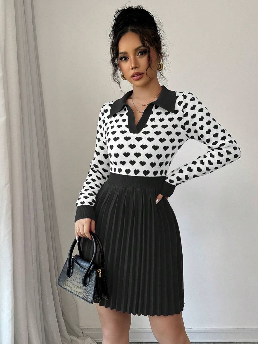 SHEIN Raffinéa New Fashion Collared High-End Noble Lady Hearty Knitted ...