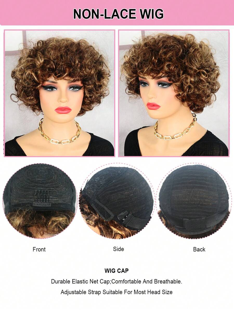 Bandeau élastique de couleur surligneur court avec frange Perruque Bob ...