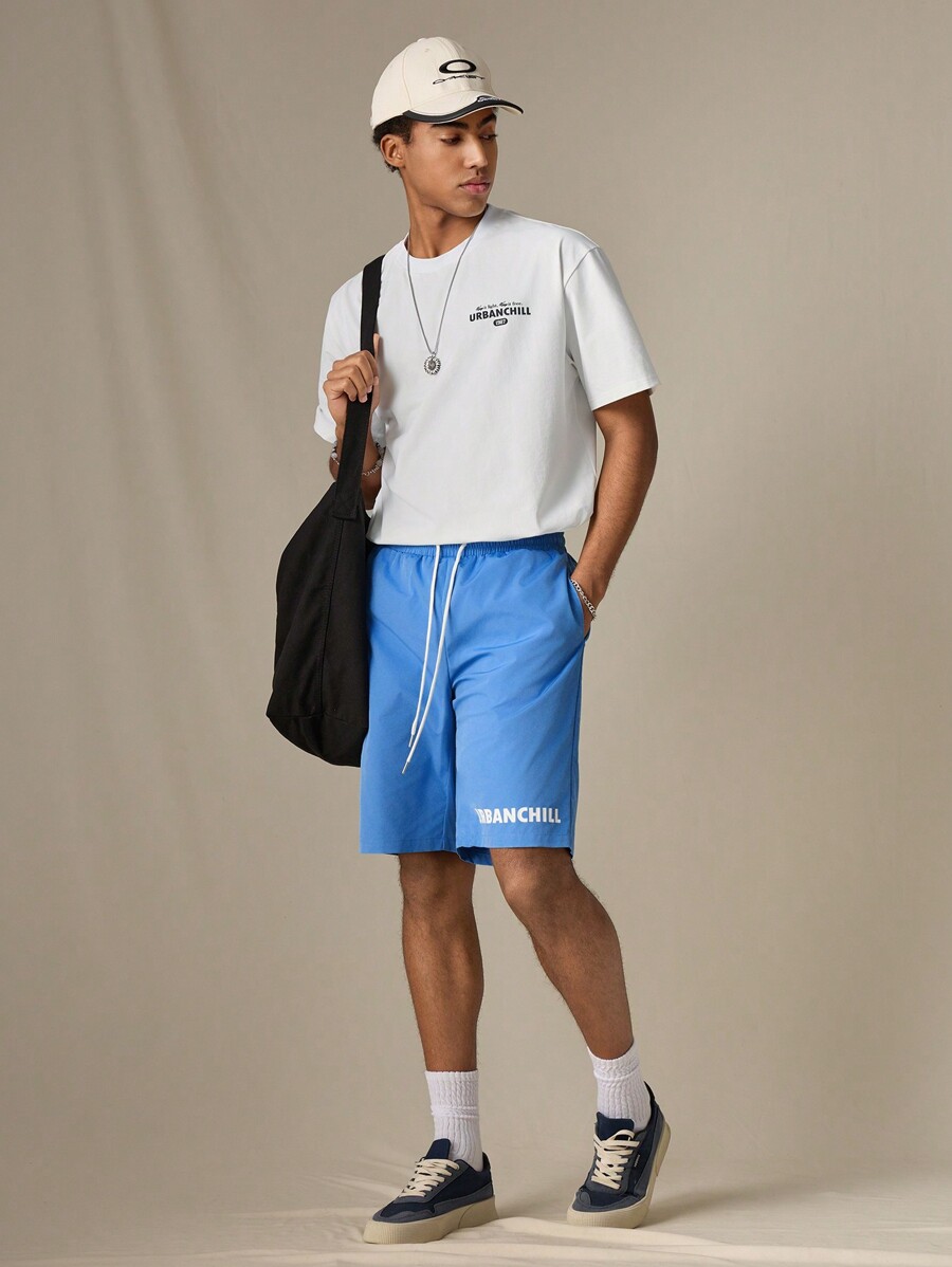 Manfinity UrbanChill 2 Pieces Set: Men's Standard Casual Loose Fit Blue ...