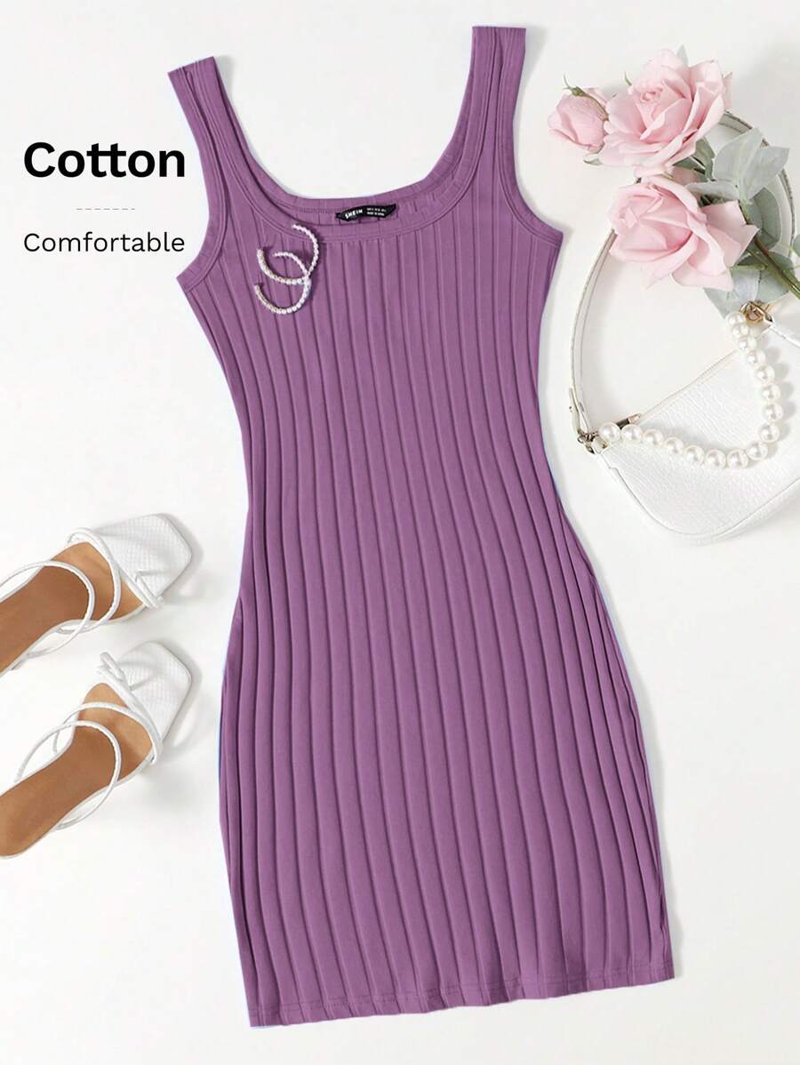 SHEIN Essnce Rib-knit Bodycon Dress | SHEIN USA