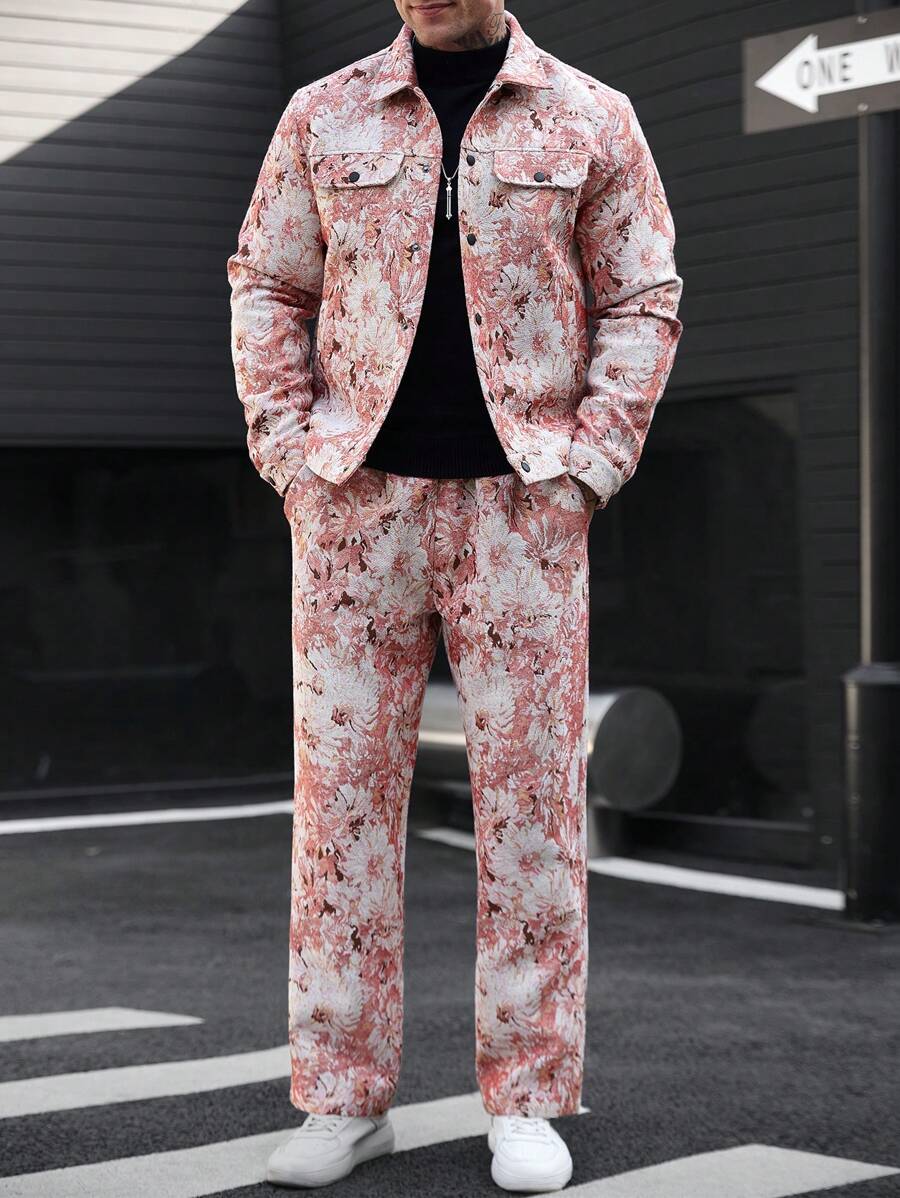 Manfinity Homme Men's Jacquard Weave Street Style Jacket Suit | SHEIN USA
