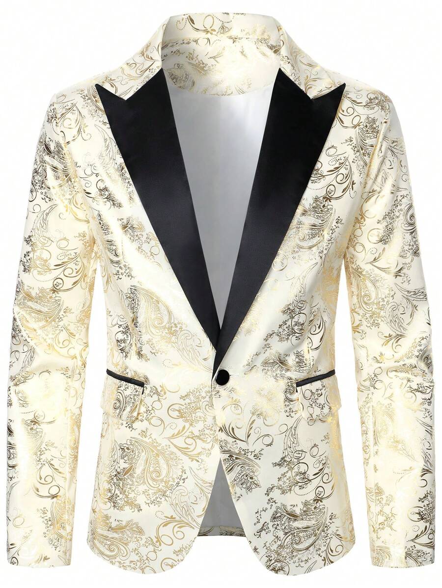 Manfinity AFTRDRK Men's Floral Jacquard Lapel Neck Long Sleeve Fashion ...