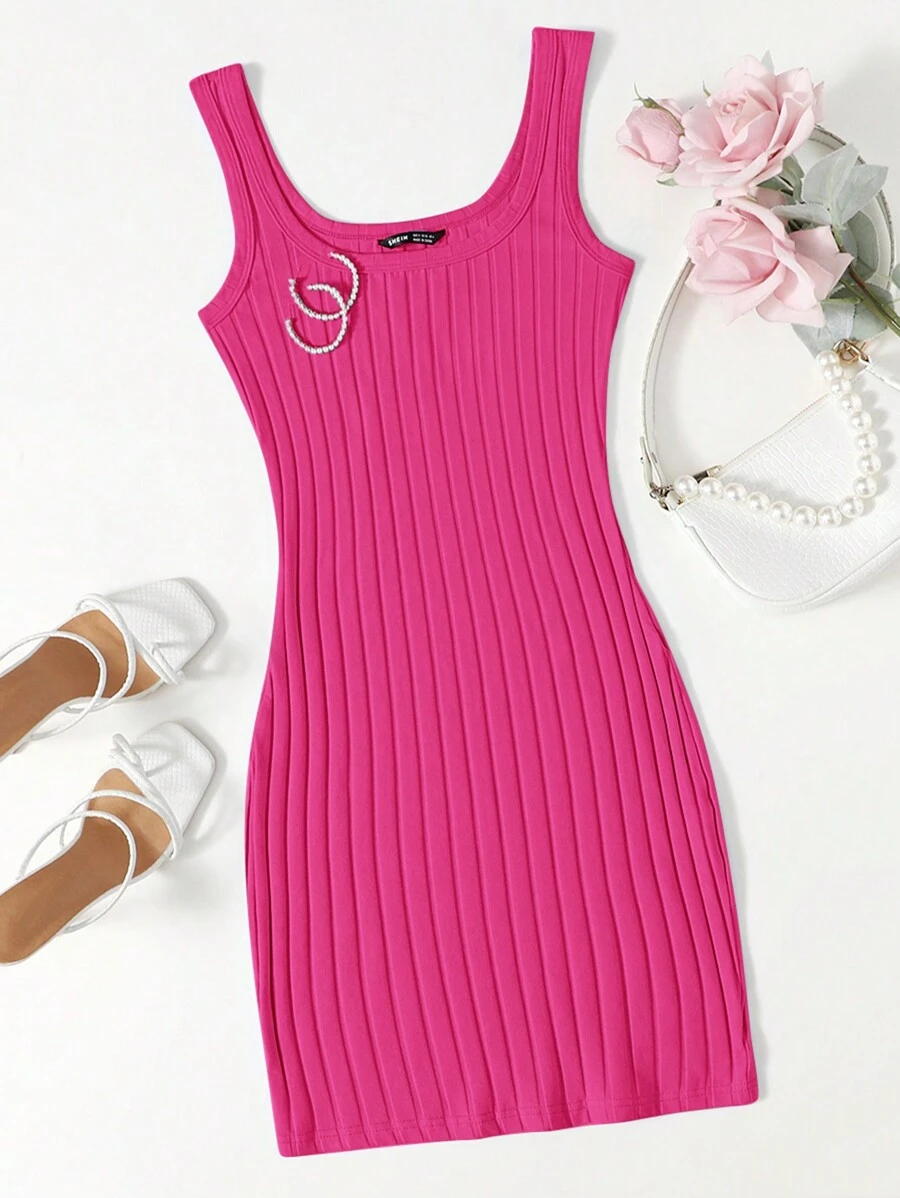 SHEIN Essnce Rib-knit Bodycon Dress | SHEIN USA