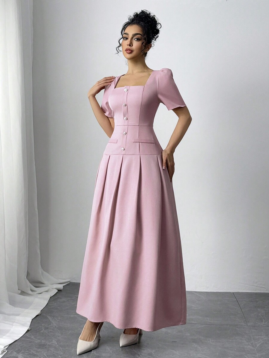 SHEIN Privé Festival Valentine's New Spring/Summer V-Neck Puff Sleeve ...