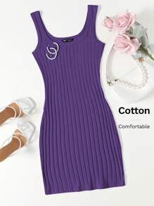 SHEIN Essnce Rib-knit Bodycon Dress | SHEIN USA