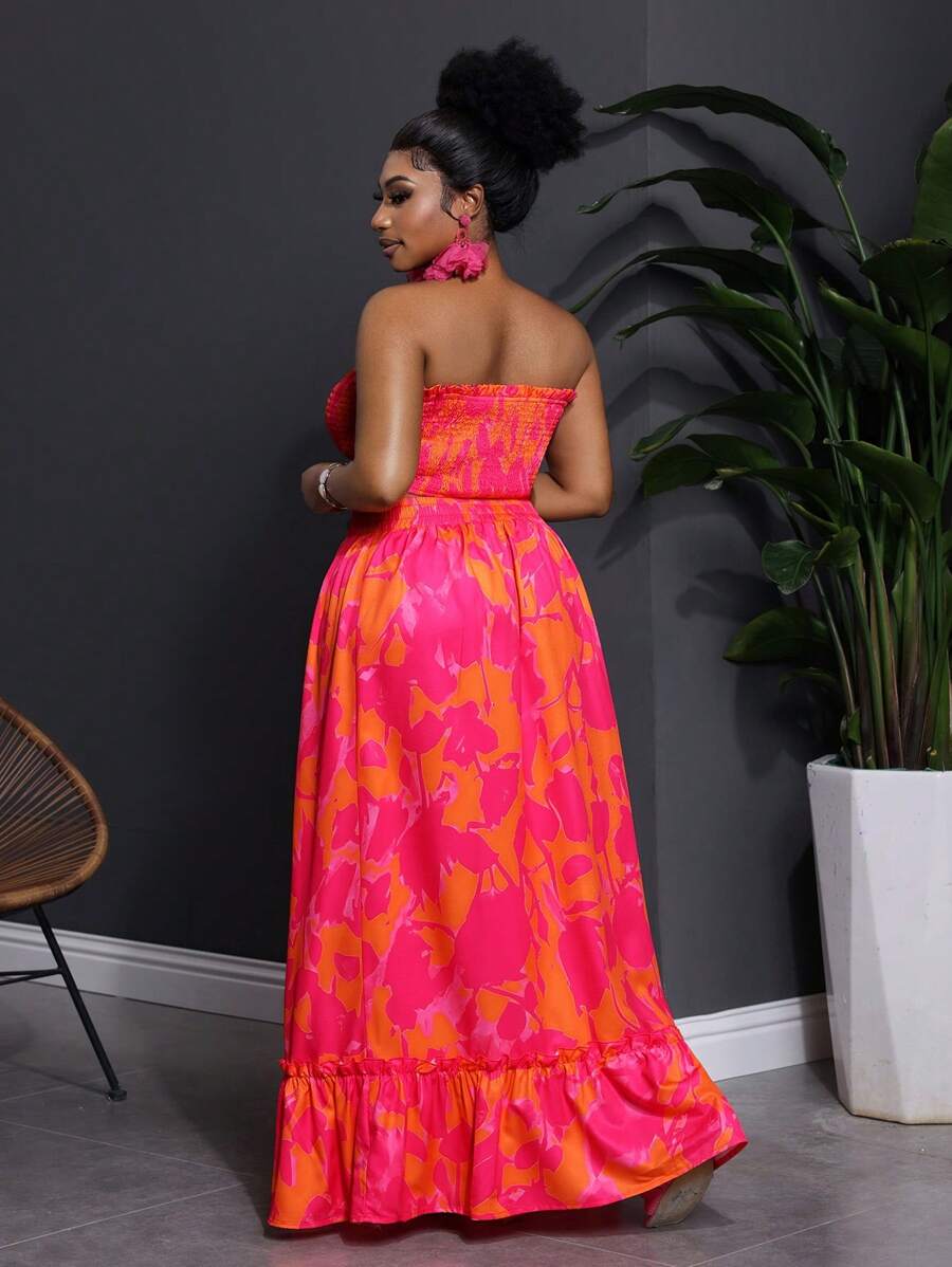 Slaydiva New 2025 Plus Vacation & Casual & Sexy Women Plus Size Summer Floral Print Elastic Tube ...