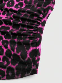 ROMWE Grunge Punk Y2K Leopard Print Ruffle Halter Camisole For Women ...