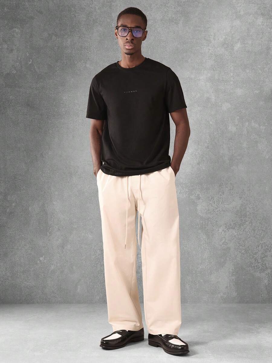 SUMWON Skater Fit Cropped Tailoring Pants With Drawcord Detail | SHEIN USA