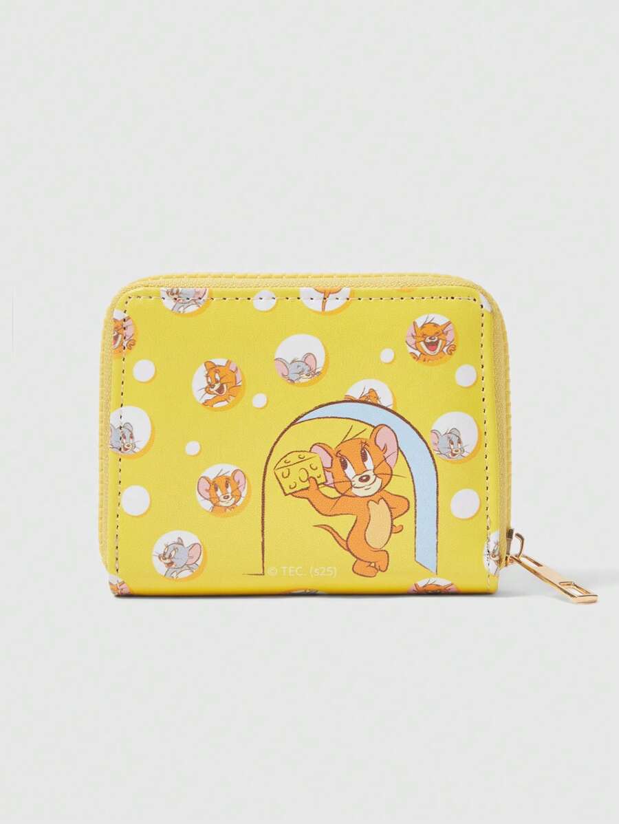TOM & JERRY X SHEIN Yellow Cute Mouse & Cheese Print Small Wallet for ...
