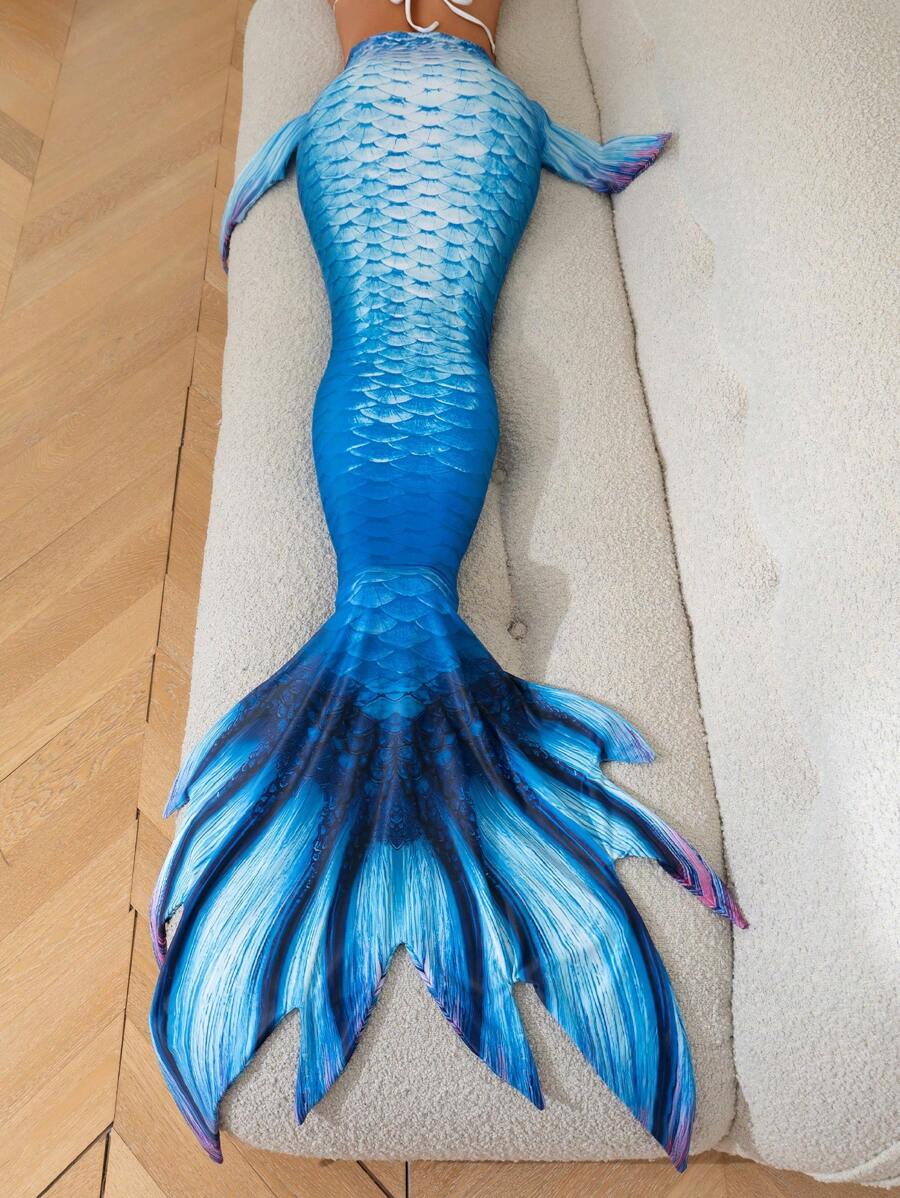 SHEIN Summer New Placement Print Beach Vacation Mermaid Tail One Piece ...