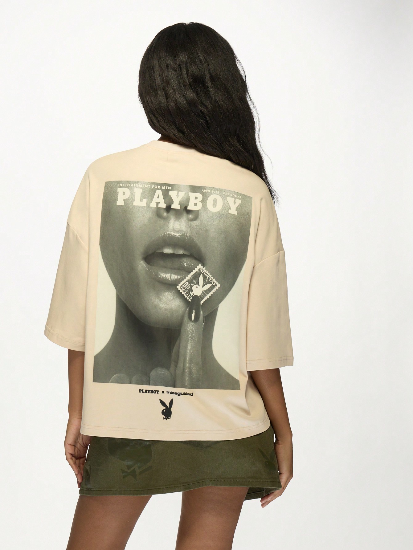 Missguided x Playboy MISSGUIDED X Magazine Cover Graphic Oversized T ...