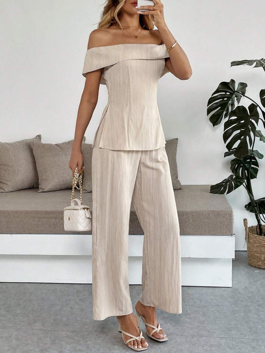 SHEIN Franclia Completo elegante da donna, pantaloni con spacco sulla ...