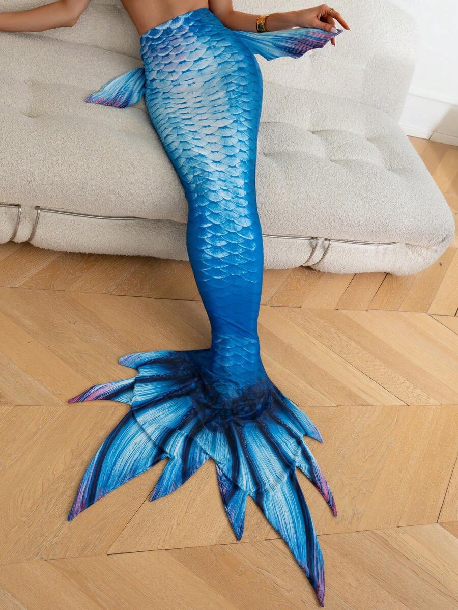 SHEIN Summer New Placement Print Beach Vacation Mermaid Tail One Piece ...