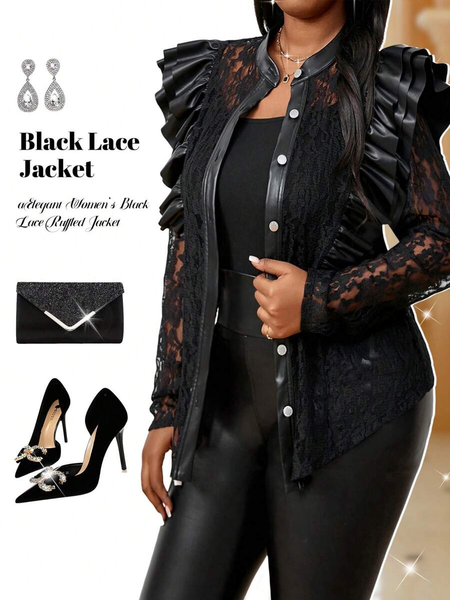 Fleurora Spring And Summer Autumn And Winter Elegant Women's Black Lace ...