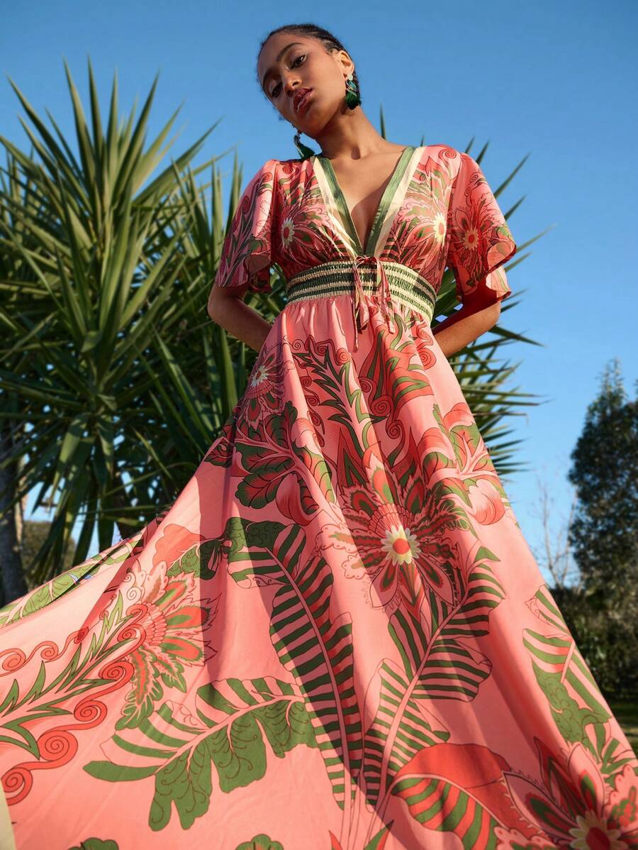 Travachic Tropical Print Boho Maxi Dress, Casual Holiday Wear,Summer ...