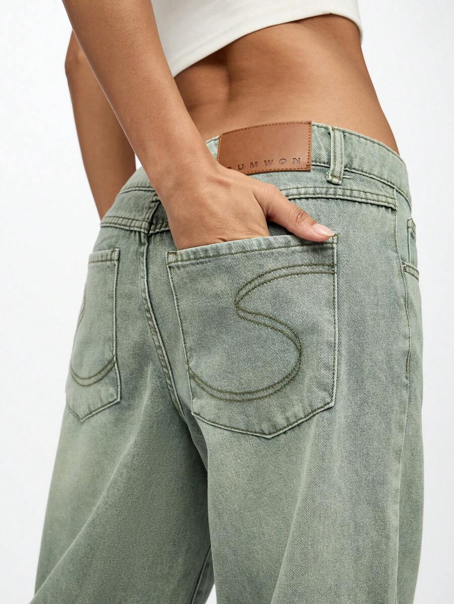 SUMWON WOMEN ローライズストレートレッグジーンズ ビンテージウォッシュ仕上げ | #SHEINfashionweek