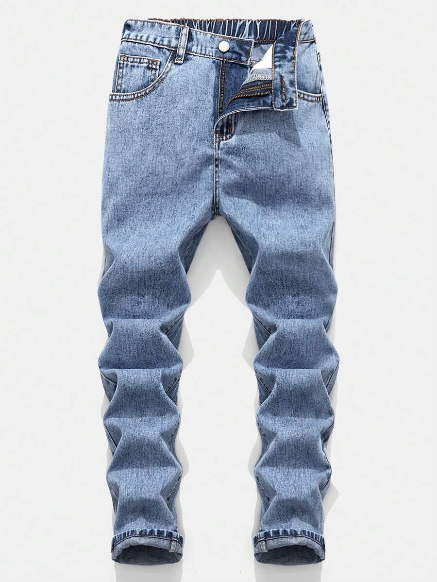 SHEIN Jeans bleus en denim ample et effilé pour adolescents garçons ...
