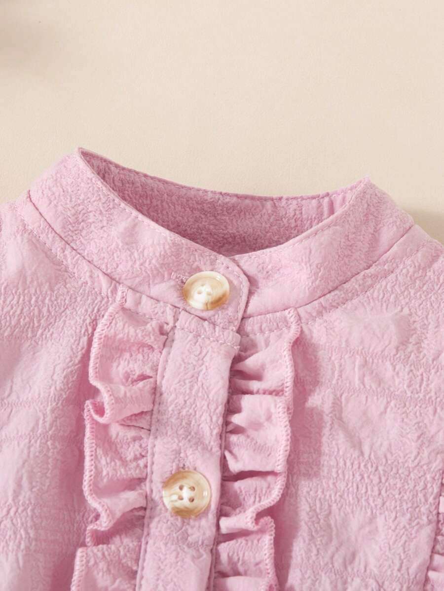 Young Girl' Sweet Korean Style 2025 Summer Ruffled Textured Fabric ...