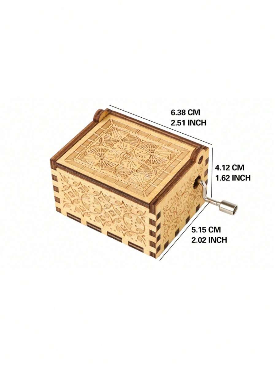 1pc Wooden Music Box, Modern Floral & Slogan Graphic Eight Tone Box For ...