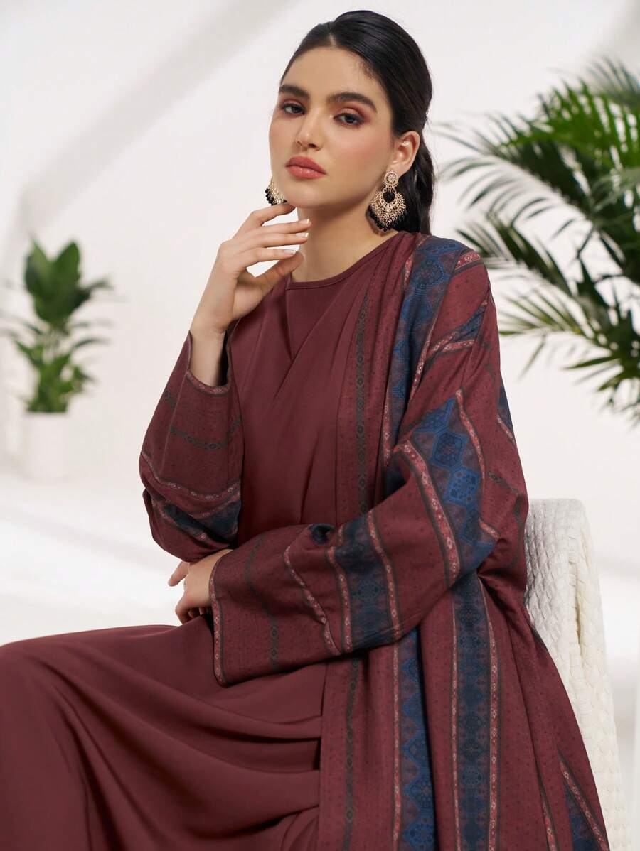 SHEIN Najma Robe arabe longue simple et décontractée pour femme, de ...