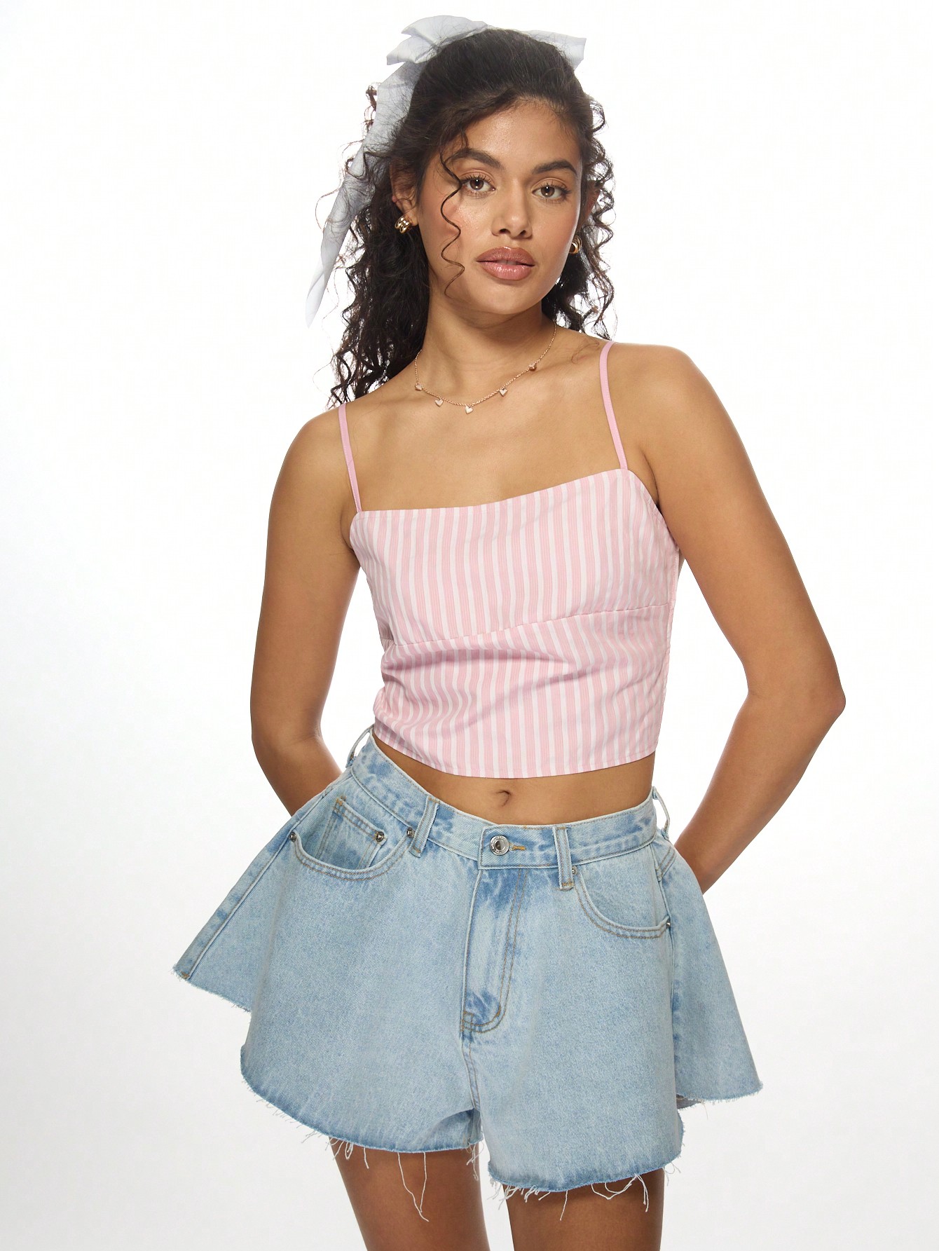 MISSGUIDED Fitted Striped Crop Cami Top With Square Neck｜MISSGUIDED