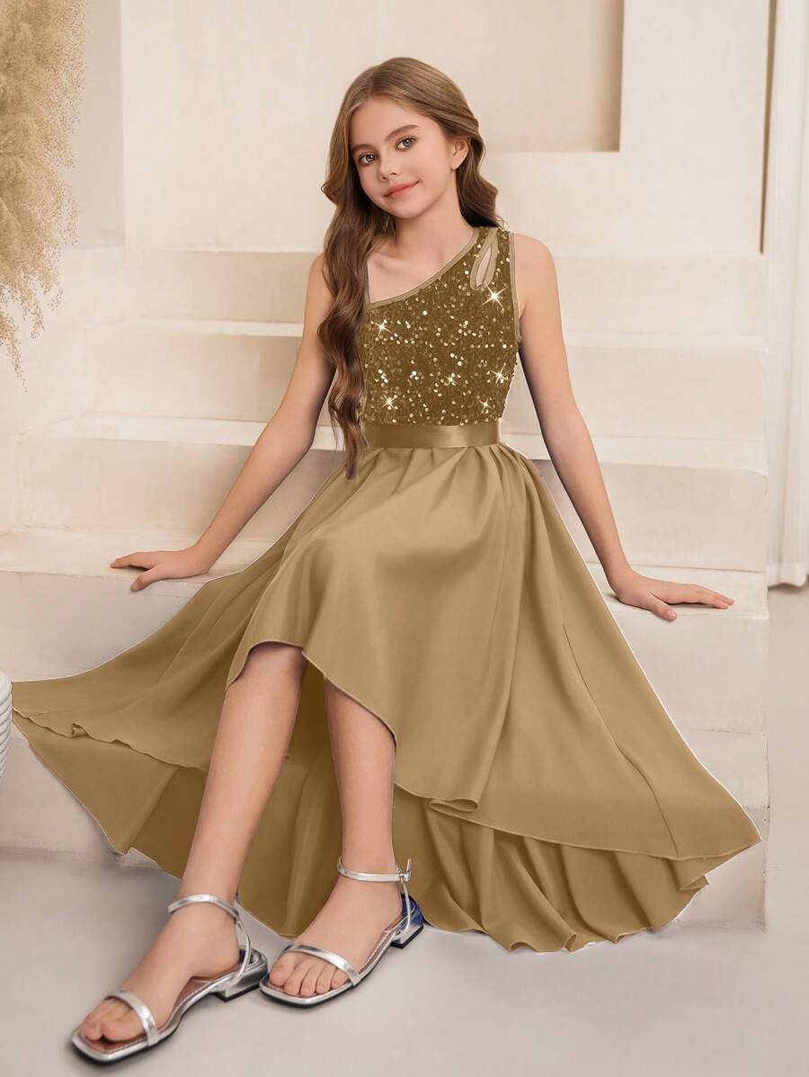 SHEIN Robe à épaule unique avec découpe, asymétrique et volantée, avec ...