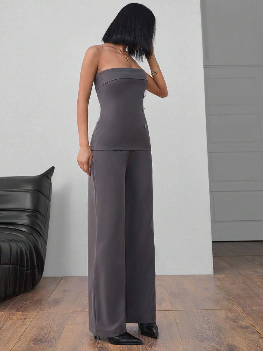 SHEIN Ensemble de costume femmes avec boutons en or massif | Mode en ...