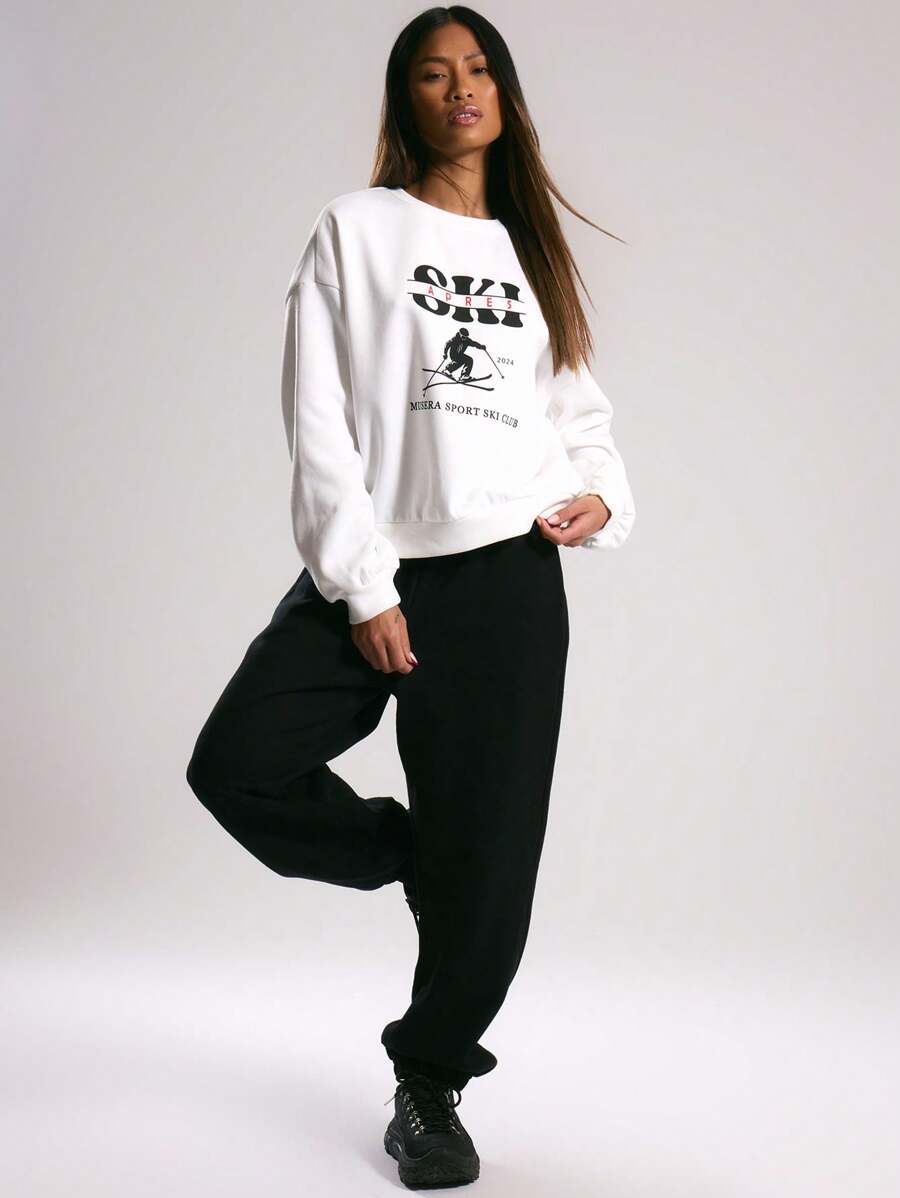 Musera Sport เสื้อกันหนาวลาย สกี คอกลม | SHEIN TH