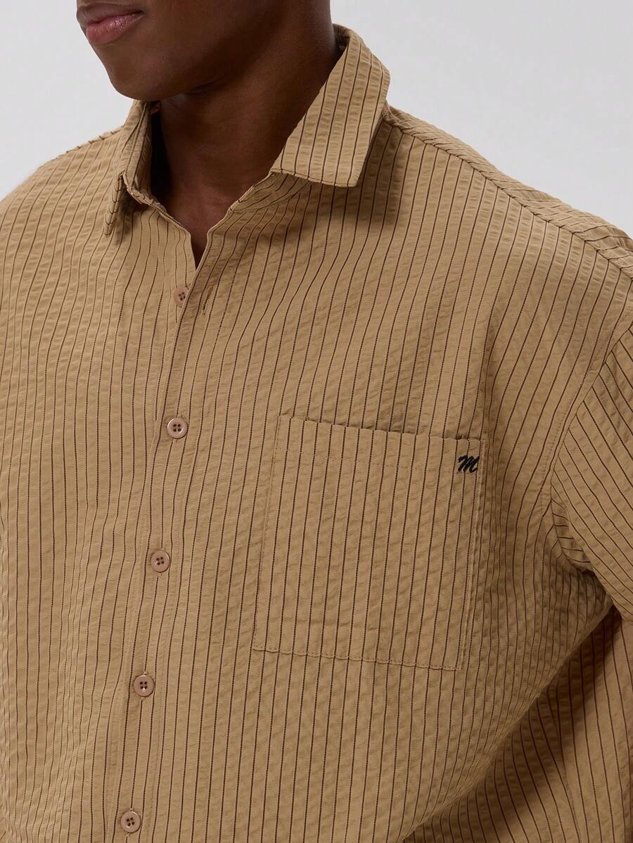 Musero Men Oversized Striped Long Sleeve Shirt | SHEIN USA