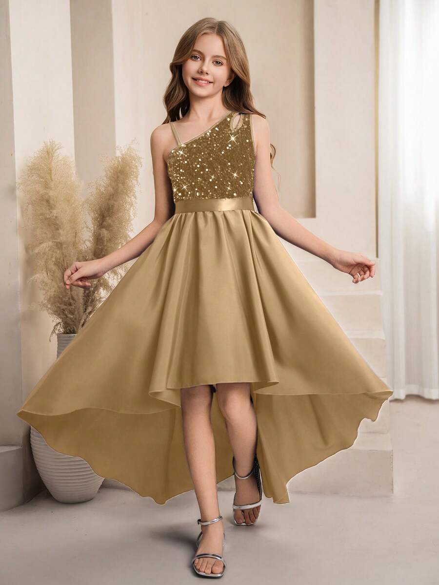 SHEIN Robe à épaule unique avec découpe, asymétrique et volantée, avec ...