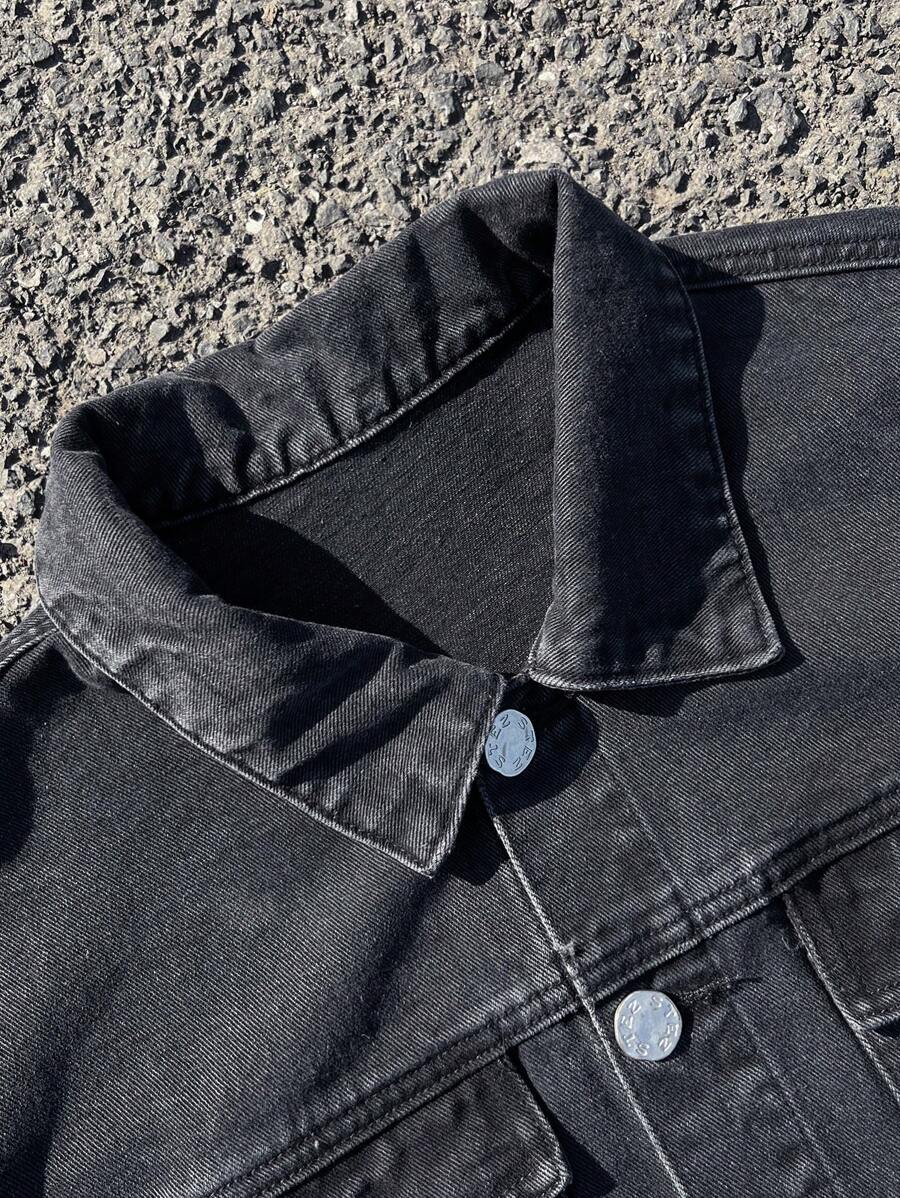 Manfinity EMRG Men's Black Denim Ombre Crop Street Style Boxy Jacket ...