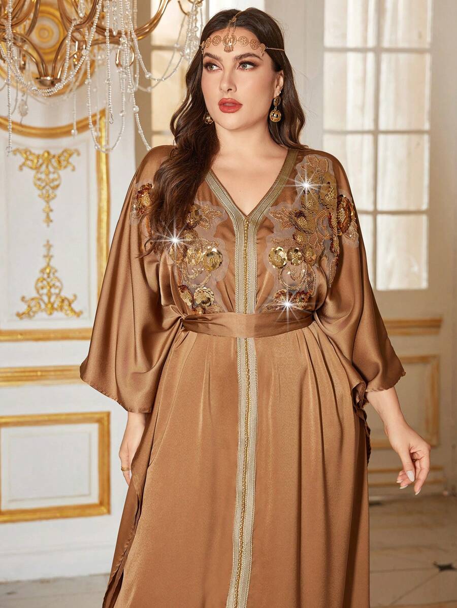SHEIN Najma Bata de estilo árabe elegante y de alta gama con manga de ...