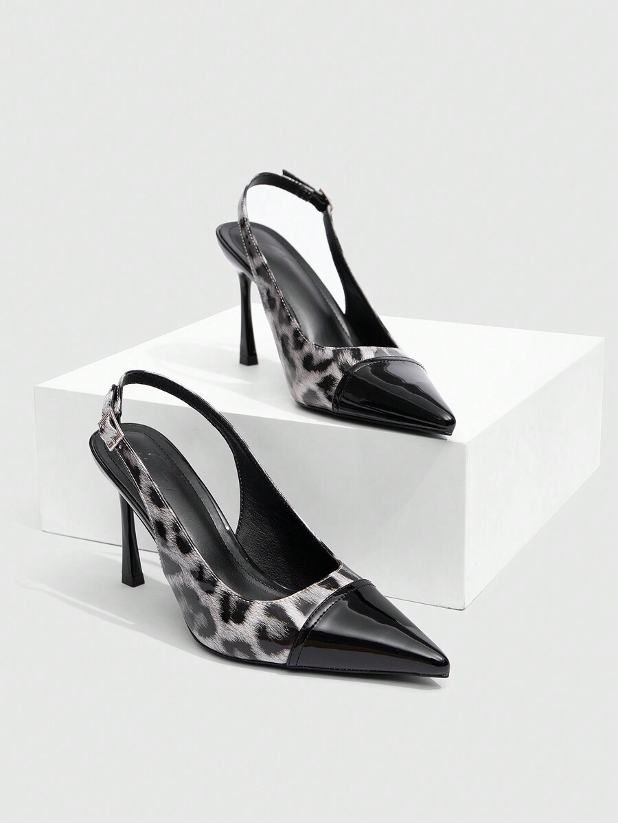 CUCCOO SZL 2025 New Pointy Toe Leopard Print Peep Toe Stilettos, Sexy ...