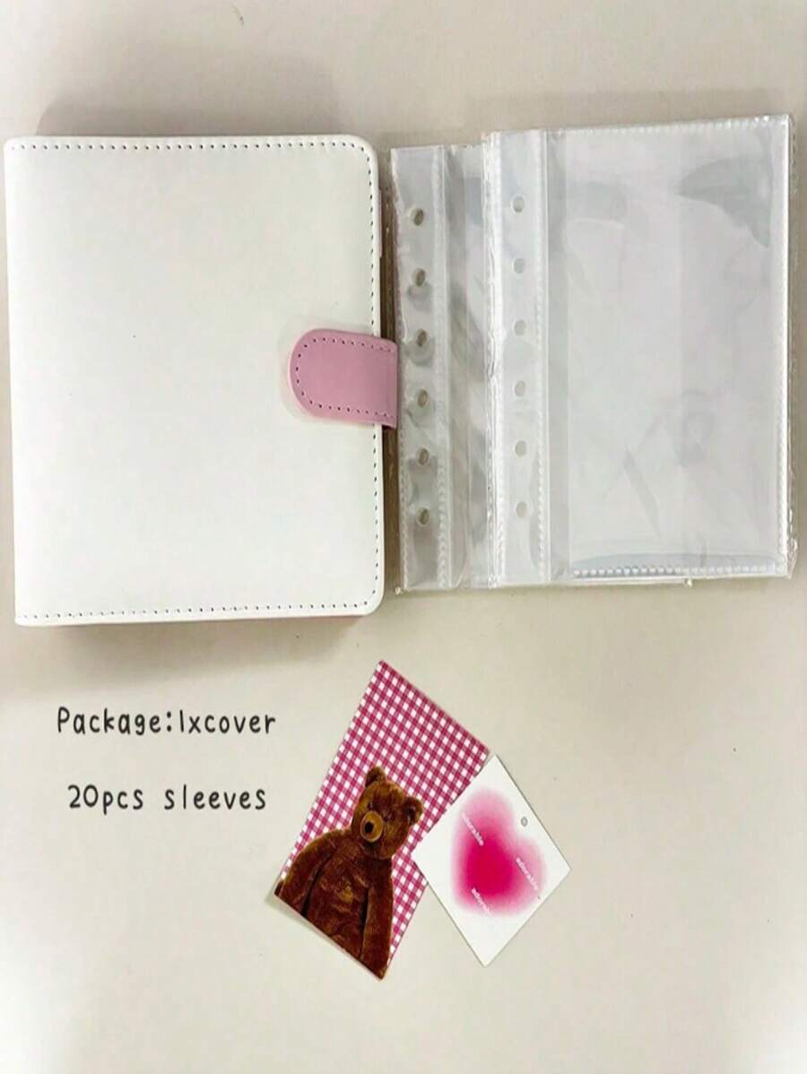 SHEIN A5/A7 PU Binder Collect Book With 20pcs Sleeves Set 3inch 5inch ...